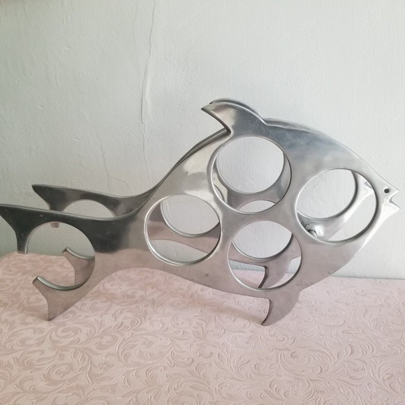 Unbranded | Dining | Vintage Aluminum Fish Wine Rack Holder 5 Bottle ...